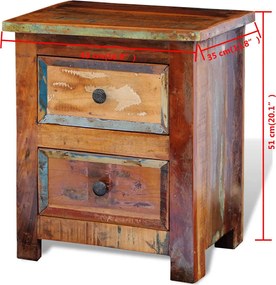 vidaXL Noční stolek se 2 zásuvkami masivní recyklované dřevo [241643]