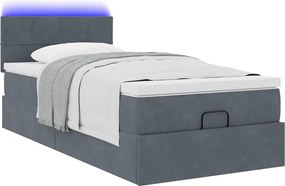 Osmanský rám postele s matrací tmavě šedá 80x200cm samet 3312585