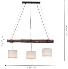 Leuchten Direkt 11238-79 - Lustr na lanku BARK 3xE27/40W/230V