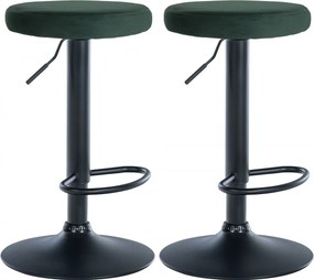 2x Barová židle Ponte - samet, černý rám - Zelená