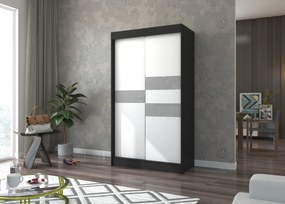 ADRK Furniture Skříň s posuvnými dveřmi a lacobelem BATIA 120 ADRK-SW-BAT-BW-GL-120