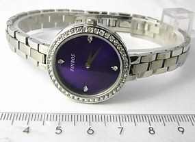 Foibos Dámské šperkové ocelové hodinky Foibos 3B511 s fialovým číselníkem a zirkony