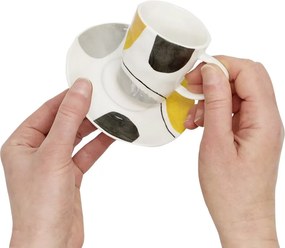 Porcelánový espresso šálek Elements s podšálkem, 120 ml – mačkaný vícebarevný design v přírodním stylu