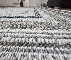 HU Šedo-béžový moderní koberec Boho 872-S s motivem obdélníků Rozměr: 60x100 cm