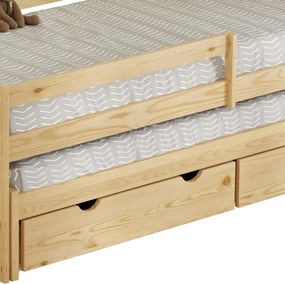 Postel s přistýlkou a úložným prostorem, 90x200, přírodní, ELARA Kondela 0000412691