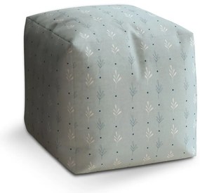 Taburet Cube modré a bílé lístky, šedá