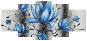 Gario Ručně malovaný obraz Kytice modrých magnólií - 5 dílný Rozměry: 150 x 70 cm