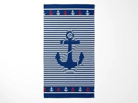 Rychleschnoucí plážová osuška MARITIMO modro-bílá 70 x 140 cm, 100% mikrovlákno