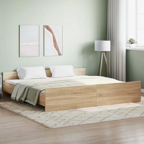vidaXL Rám postele s hlavovým a nožním čelem dub sonoma 180 x 200 cm