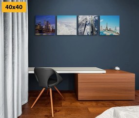Set obrazů výhled na mrakodrapy ve městě New York - 4x 60x60 cm