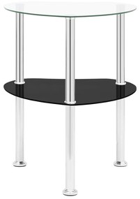 322786 vidaXL 2-Tier Side Table Transparent & Black 38x38x50cm Tempered Glass - Default Title