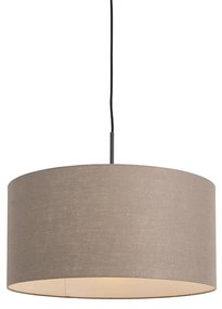 Venkovská závěsná lampa černá s hnědým odstínem 50 cm - Combi 1