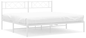 vidaXL Kovový rám postele s čelem bílý 200 x 200 cm