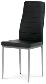 Židle jídelní, černá koženka, šedý kov