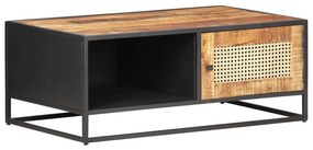 Konferenční stolek 90x50x35 cm hrubý mangovník přírodní rákos 323143