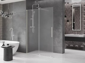 Mexen Velar, sprchová zástěna s posuvnými dveřmi Walk-in 160 x 200 cm, 8mm sklo námraza, broušená ocel, 871-160-000-33-97