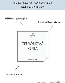 Samolepka na kořenky CITRÓNOVÁ KŮRA průhledná  5 × 5 cm základní písmo