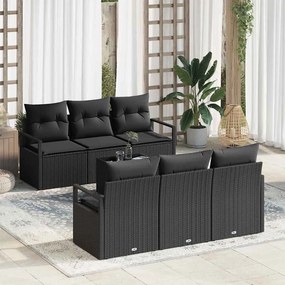 Set pohovek 7 ks 6-Počet míst Černá polyratan 3346273