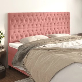 Čelo postele růžové 200x7x118/128 cm sametové 3116739