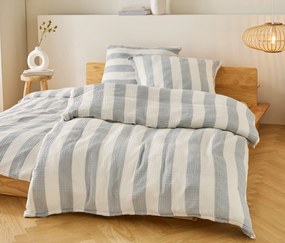 Tchibo - Lehké mušelínové povlečení, široké proužky, standardní velikost