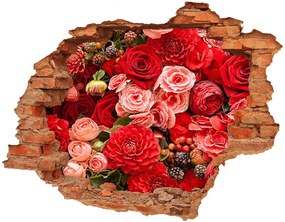 Wallmuralia Samolepící díra na stěnu Červené květiny 90x70 cm