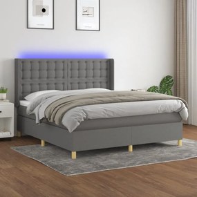 Box spring postel s matrací a LED tmavě šedá 160x200 cm textil,  3139206 HangarStore.cz