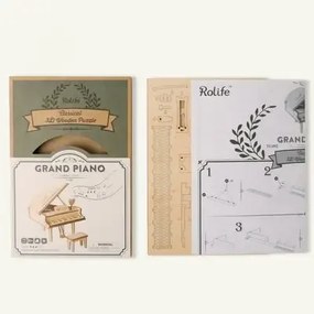 RoboTime dřevěné 3D puzzle Velké piano / od 8 let / 74 dílků / Obtížno