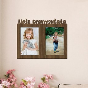 dřevo života Dřevěný fotorámeček Naše pravnoučata Zvolte barvu dekoru: Ořech, Zvolte velikost fotografie (cm): 10x15, Počet fotorámečků: 2