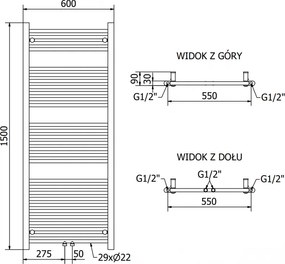 Mexen Mars, elektrické topné těleso 1500 x 600 mm, 900 W, černá, W110-1500-600-2900-70