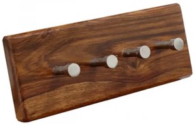 Indický nábytek - Věšák na klíče Tina s 4 háčky 25x10x2,5 z masivu palisandr Světle medová