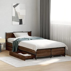 Rám postele se zásuvkami hnědý dub 75 x 190 cm kompozitní dřevo 3279976