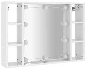Petromila Zrcadlová skříňka s LED bílá s vysokým leskem 76 x 15 x 55 cm