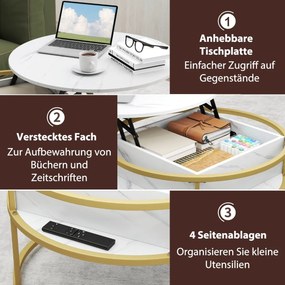 Costway Konferenční stolek výškově do obývacího pokoje se zvedací deskou