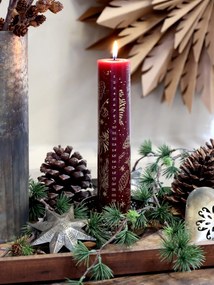 Červeno - zlatá adventní svíčka s čísly 1-24 Advent Candle - Ø 5*25cm / 60h