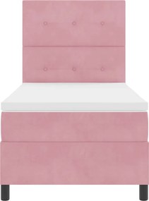 Postel s boxspringem s čelo Růžová 100 x 200 cm samet 3339817