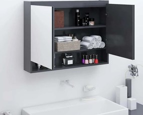 vidaXL Koupelnová skříňka se zrcadlem 80 x 15 x 60 cm MDF [331531] Barva: Šedá