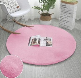 Růžový kulatý koberec Rabbit Rozměr: 90 cm