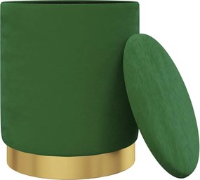 Kulatá stolička s úložným prostorem zelená samet 31 x 37 cm 340283