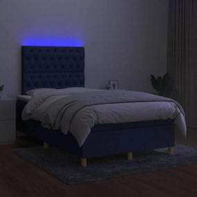 Box spring postel s matrací a LED modrá 120 x 200 cm textil 3135667