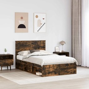 Rám postele Kouřový dub 120 x 200 cm Masivní borové dřevo 3411032
