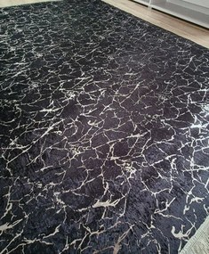 HU Černo-stříbrný moderní koberec Parys Černé stříbro Rozměr: 50x80 cm