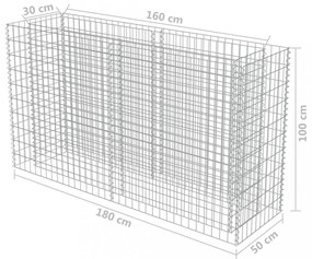 Gabionový vyvýšený záhon pozinkovaná ocel Dekorhome 450x90x100 cm