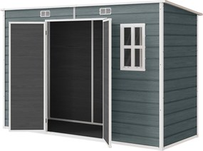 Outsunny zahradní domek 3,2 m² (303 × 123 × 197 cm) — plastový skladovací domek s okny, dvoukřídlými dveřmi, uzamykatelným větráním a podlahou ve vzhl