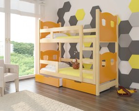 Dětská patrová postel se zábranou a úložným prostorem Hana 05