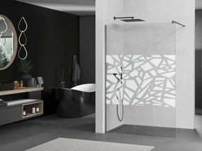 Mexen Kioto, sprchová zástěna Walk-In 90 x 200 cm, 8mm čiré sklo bílý vzor, ​​grafitový profil, 800-090-101-66-85