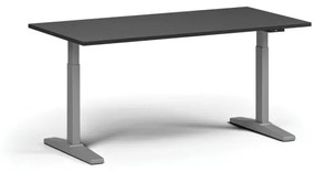Výškově nastavitelný stůl, elektrický, 675-1325 mm, deska 1600x800 mm, šedá podnož, grafit