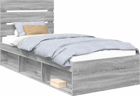 Rám postele s čelo Šedá Sonoma 90 x 190 cm Masivní borové dřevo 3411797