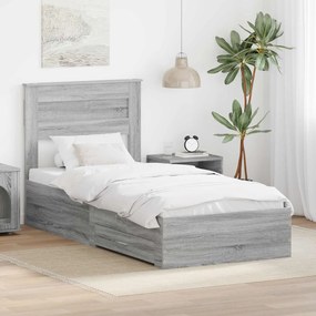 Rám postele Šedý Sonoma a stříbrná 75 x 190 cm Kompozitní dřevo 3410047