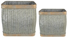 2ks plechové zinkové antik obaly na květináče - 38*27*39 / 32*21*31 cm