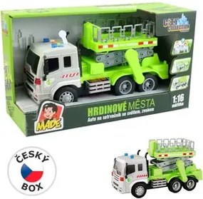 MaDe 14281 - Auto s plošinou na setrvačník, se světlem a zvukem, na ba